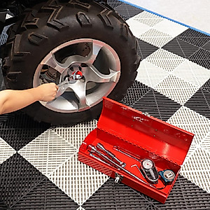 BIG RED ATB213 Torin 16" Hip Roof Style Portable Steel Tool Box with Metal Latch Closure, Red