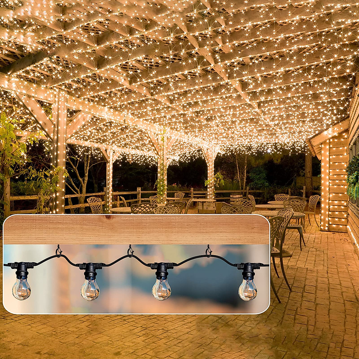 FSAH 36 PCS Q-Hanger Hooks with Safety Buckle, Windproof Screw Hooks for Outdoor String Lights Hanging Christmas Lights, Plants, with 1 Wing Nut Driver