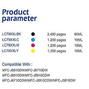 EASYPRINT Compatible (2xBCMY, 2SET) LC79XXL Ink Cartridges Replacement for HY LC79xl Used for Brother MFC-J6510DW MFC-J6710DW MFC-J6910DW MFC-J5910CDW MFC-J6710CDW MFC-J6910CDW MFC-J5910DW, (8-Pack)