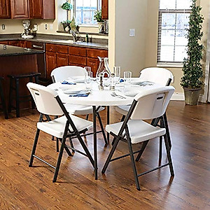 Lifetime 80886 48-Inch Round Fold-in-Half, 2 Pack, Light Commercial, White Granite Table