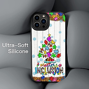 Matters Inclusion Autism Awareness Christmas Tree Phone Case Compatible with iPhone 15 14 13 12 11 Pro Max|Samsung Galaxy S23 S22 S21 S20 FE|A14 A54 A53 A03S A13|Note 20 10|Z FLIP 3/4/5 Black