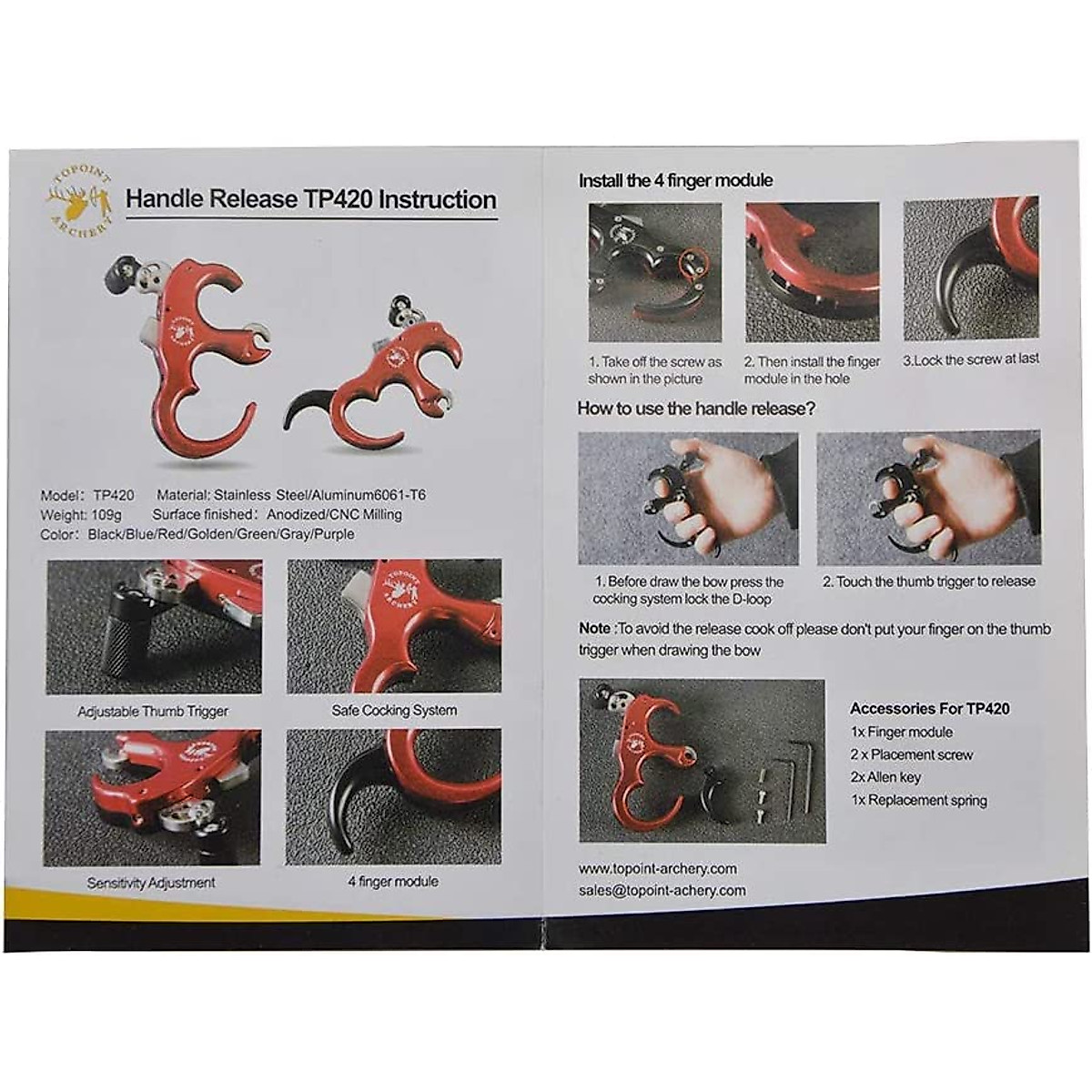 SHARROW Bow Release Aid 3/4 Fingers Automatic Archery Release Aluminium Alloy Thumb Trigger for Compound Bow Accessory (Green)