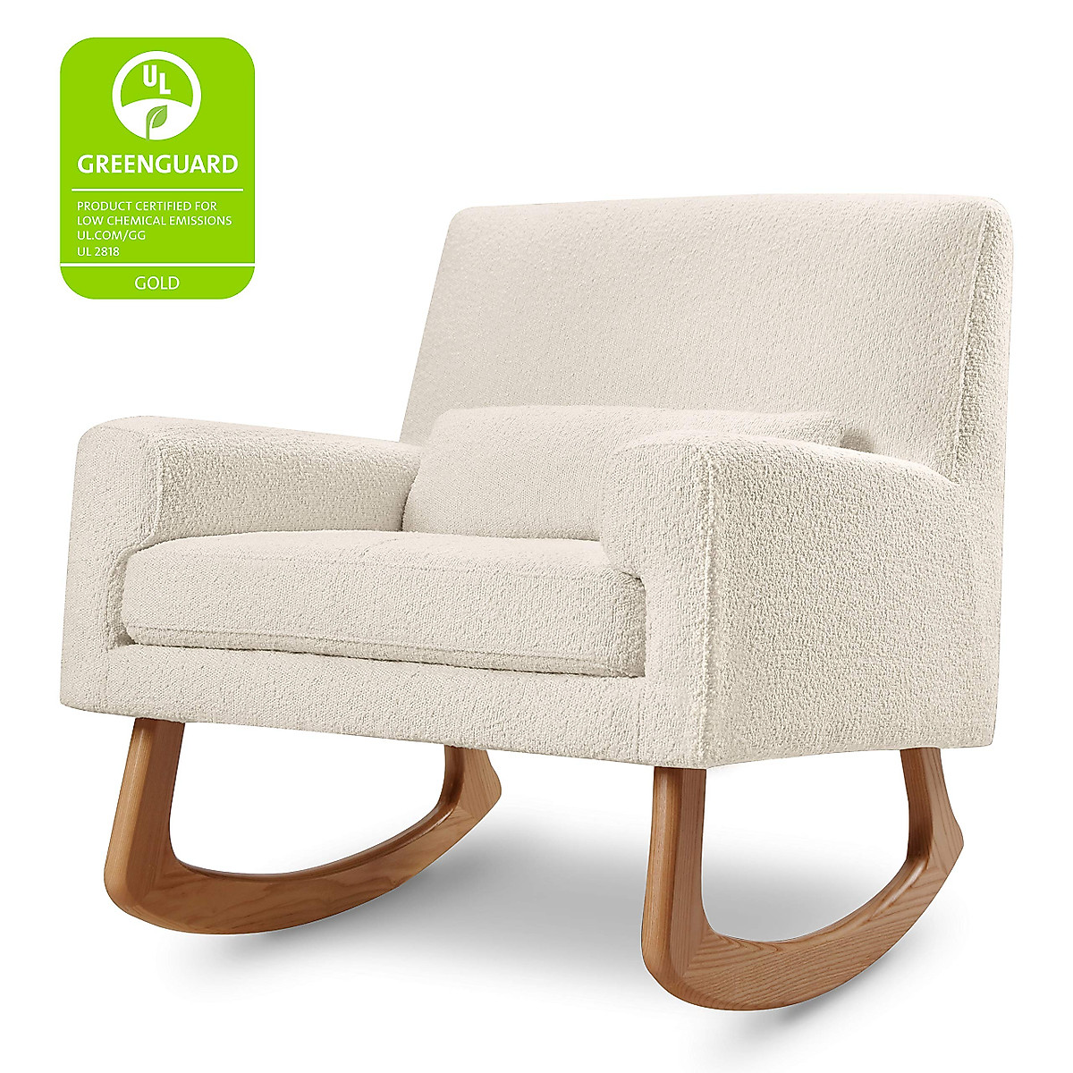Nursery Works Sleepytime Rocker in Ivory Boucle with Light Legs, Wood, Foam, Greenguard Gold and CertiPUR-US Certified