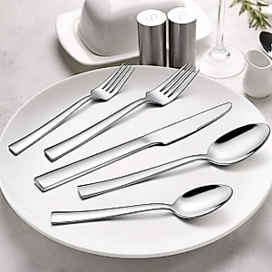 Homikit 66-Piece Silverware Flatware Set with Serving Utensils, Stainless Steel Square Cutlery Set for 12, Eating Utensils Includes Fork Spoon Knife, Dishwasher Safe