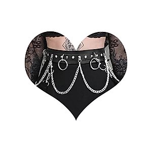MJartoria Punk Waist Chain Belt Faux Leather Body Chains Body Jewelry Accessories Gothic Waist Jewelry for Women (Black)