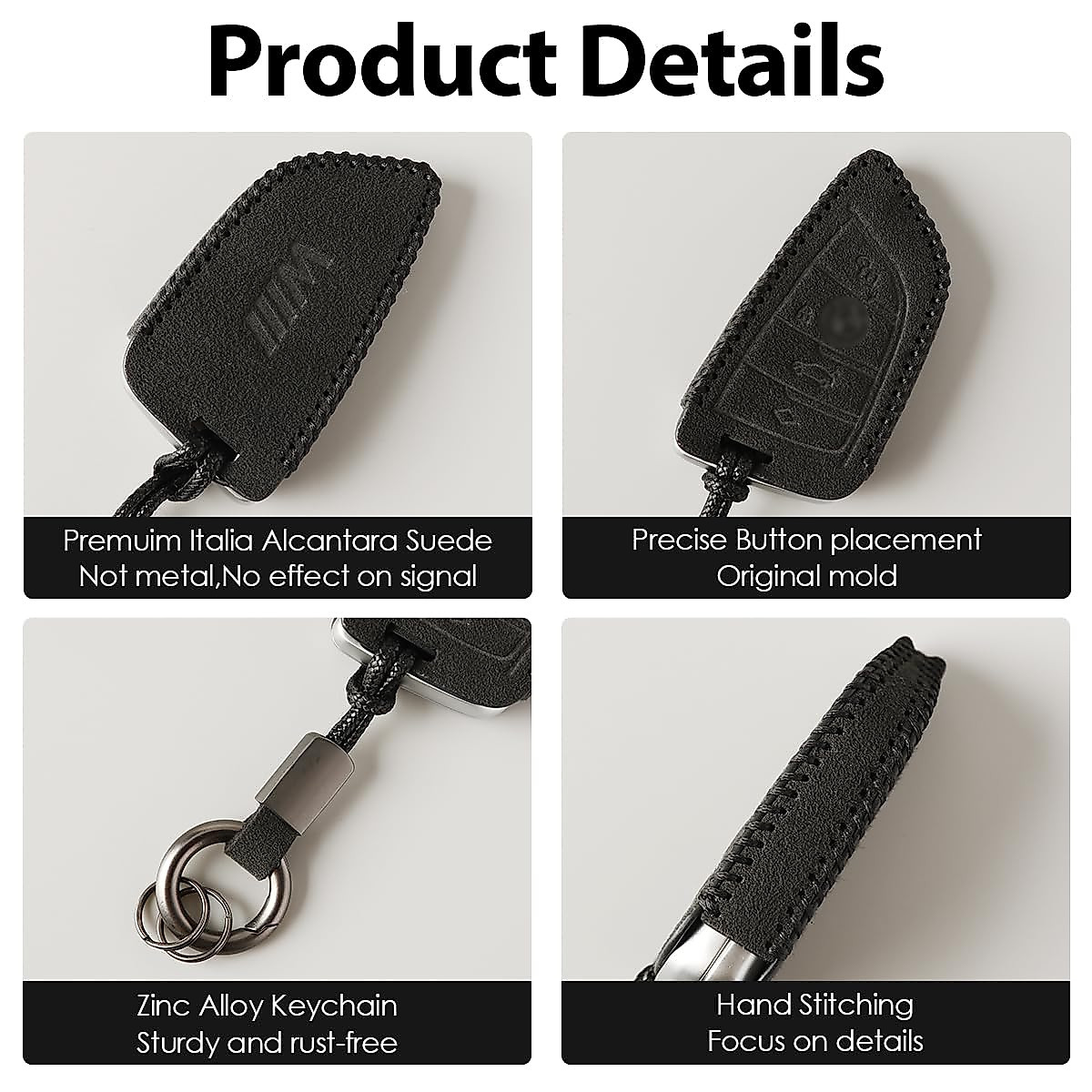 KINIVA Leather New Car Key Fob Cover Compatible with 2023 BMW i7 X5 X7 xi7 Series, Key Fob Keychain for BMW Remote Key Fob (X7 Black)