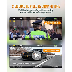YULONGDT 1440P Body Camera, 128GB Body Cameras with Audio and Video Recording, Wearable Body Camera for Police, Personal, Infrared Night Vision, 3300mAh Battery for Civilian, Law Enforcement