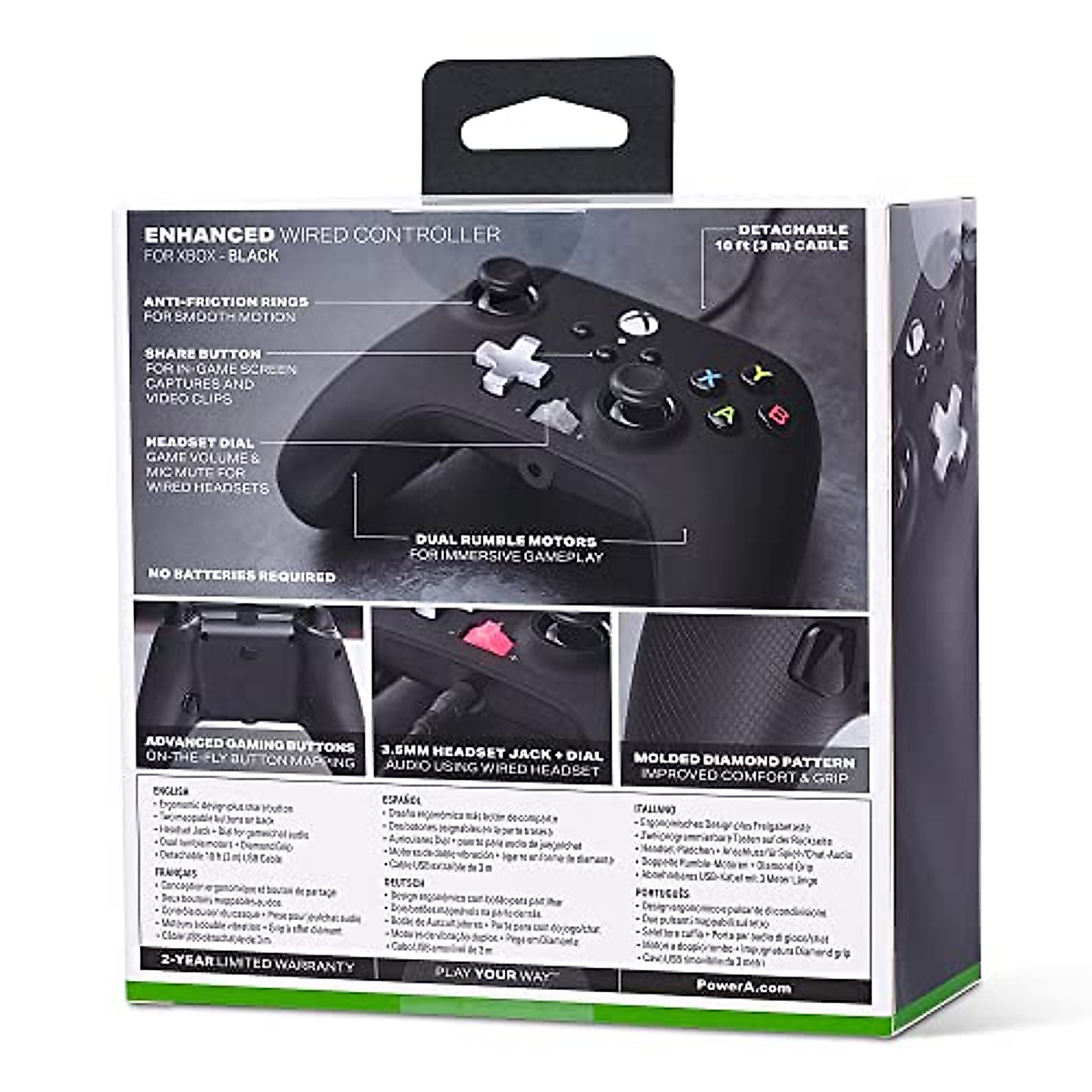 PowerA Enhanced Wired Controller for Xbox Series X|S - Black, Officially Licensed for Xbox