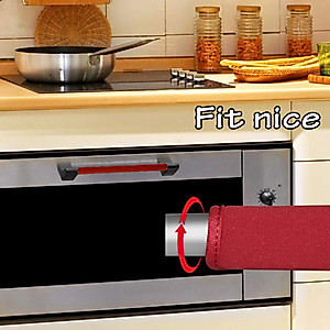 Miaowater 4 PCS Refrigerator Door Handle Covers Kitchen Appliance Decor Handles Anti-Skid Anti-Static Protector Fridge, Dishwasher Oven Keep Off Fingerprints,Food Stains (Red)