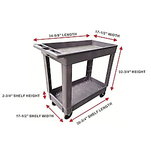 Utility Cart, 500 lb. Load Cap. Tray top, 34.5X17.5X32.75 (Green)