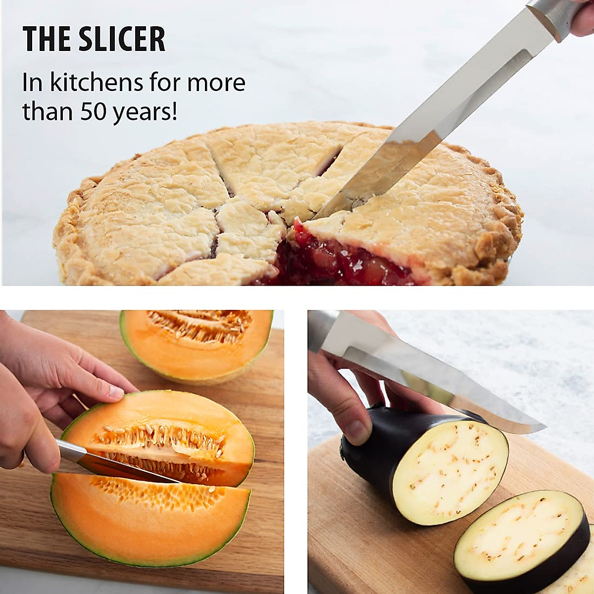 RADA Slicing Knife – Stainless Steel Blade With Brushed Aluminum Handle, 11-3/8 Inches, Pack of 2