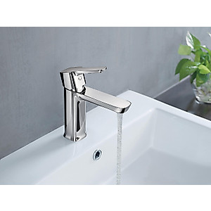 Delta Faucet Modern Single Hole Bathroom Faucet, Single Handle Bathroom Faucet Chrome, Bathroom Sink Faucet, 1 Hole Bathroom Faucet, Drain Assembly, 1.2 GPM, Chrome 581LF-PP