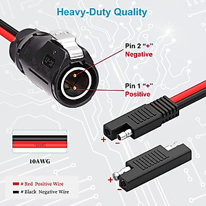 Cllena 2 Pin Power Industrial Circular LP-20 Connector to SAE Adapter Cable 10AWG Furion Solar Plug to SAE Connector for Solar Panel Suitcase Forrest River RV Ports
