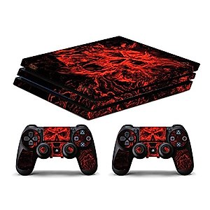 Skin Ps4 PRO - Skull Flames RED - Limited Edition Decal Cover ADESIVA Playstation 4 Slim Sony Bundle