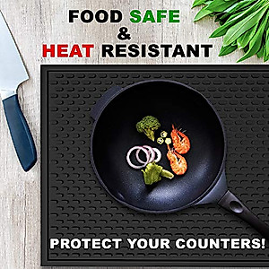 AXIESO Silicone Bar Mat - 1/2 Inch Thick Heat-Resistant and Food Safe Drip Mat - Spill Mats for Counter Top - Service Mat for Kitchen, Coffee Bar, Restaurant - Drying Mat for Glasses - 18 x 12 Inches