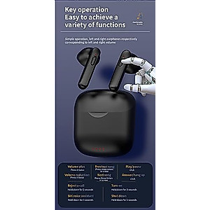 WesTch True Wireless Earbuds Bluetooth 5.3 Headphones Button Control with Wireless Charging Case IPX4 Waterproof Stereo Earphones Half in-Ear Built-in Mic Headsets (White)