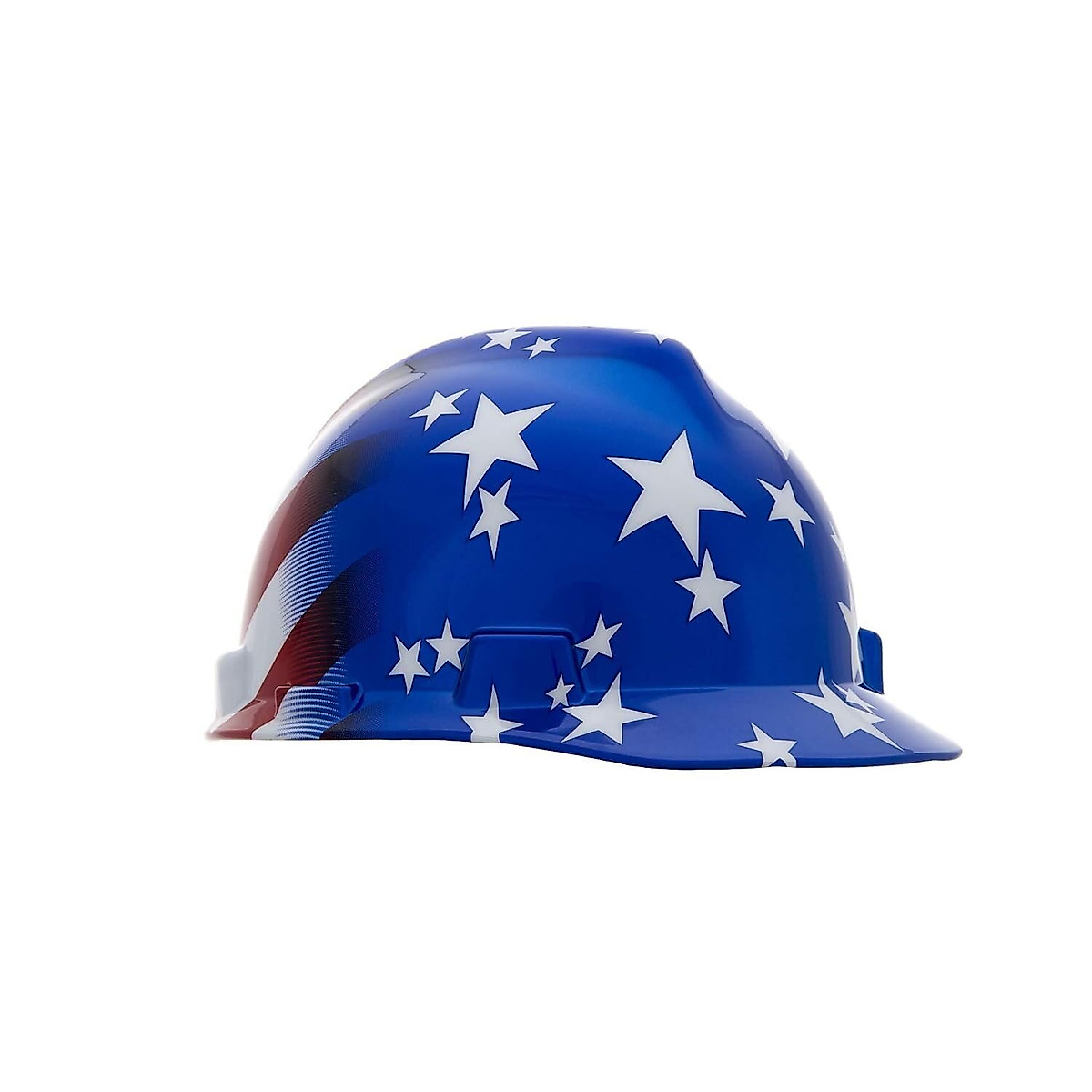 MSA 10052945 Freedom Series V-Gard Cap Style Safety Hard Hat with Fas-Track III Ratchet Suspension | Polyethylene Shell, Self Adjusting Crown Straps - Standard Size in Stars & Stripes