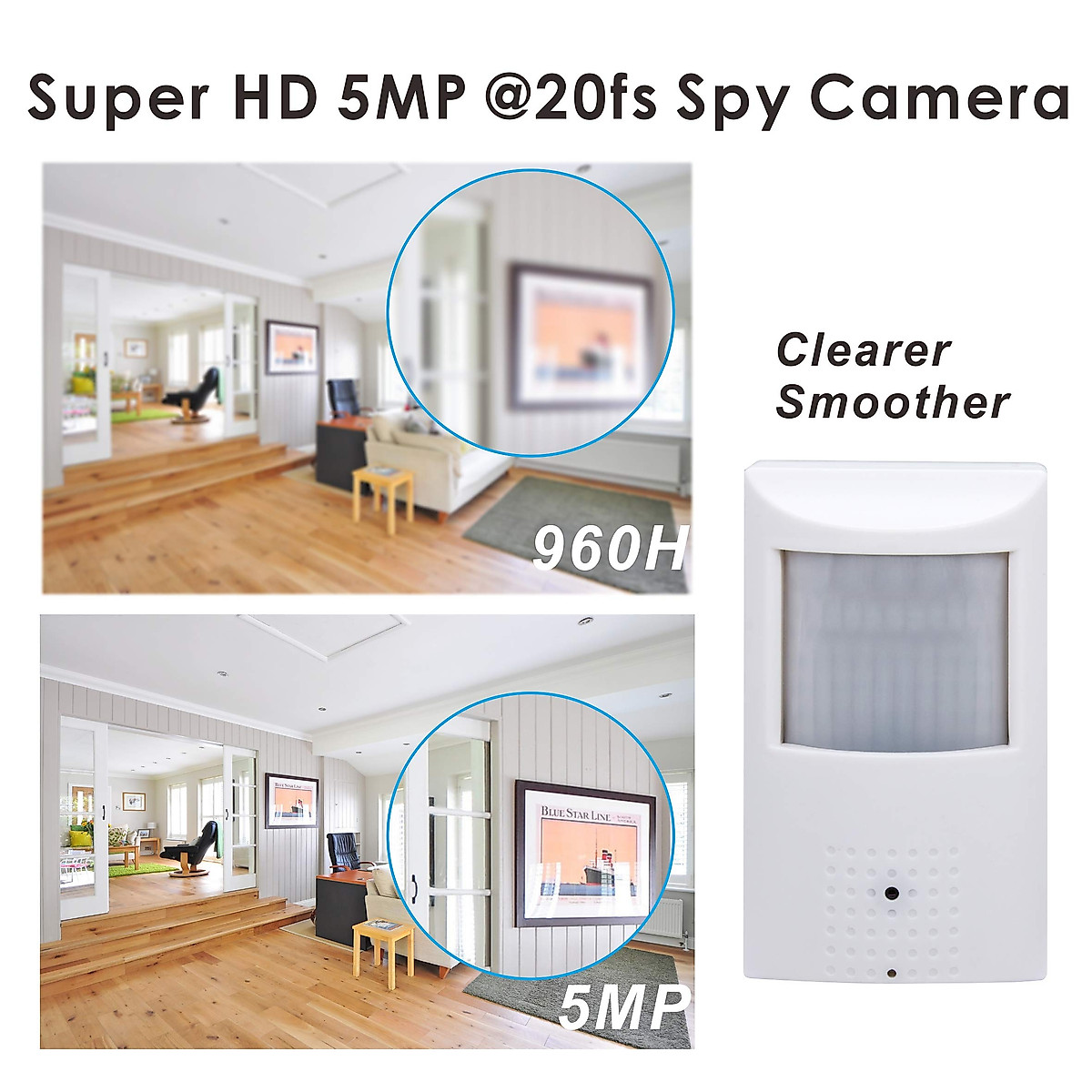 Inwerang 5MP POE IP Security Hidden Spy Camera, 3.7mm Wide Angle Pinhole Lens, Indoor PIR Housing Spy Camera,940nm Invisible IR LEDs, 10m Night Vision(Plug&Play with Multiple Third-Party PoE NVR)