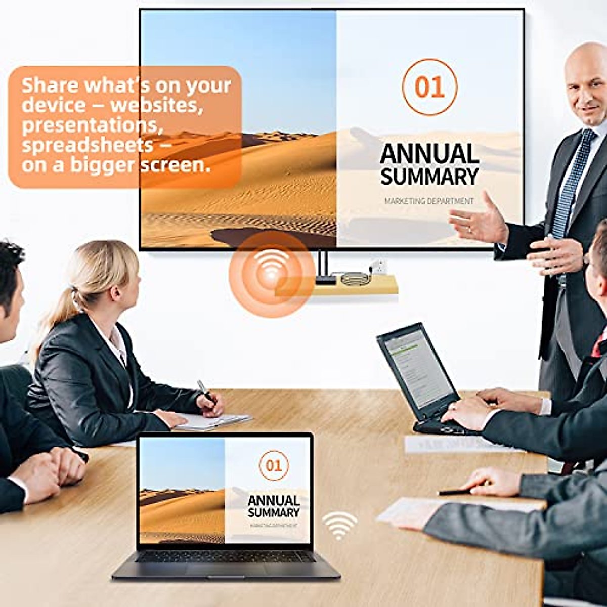 Wireless HDMI Display Adapter,HDMI Wireless Transmission,Ultra HD Adapter Streaming Video【One-Click to Connect】 Wireless Presentation Facility Compatible for Android,iOS,Windows and MacOS