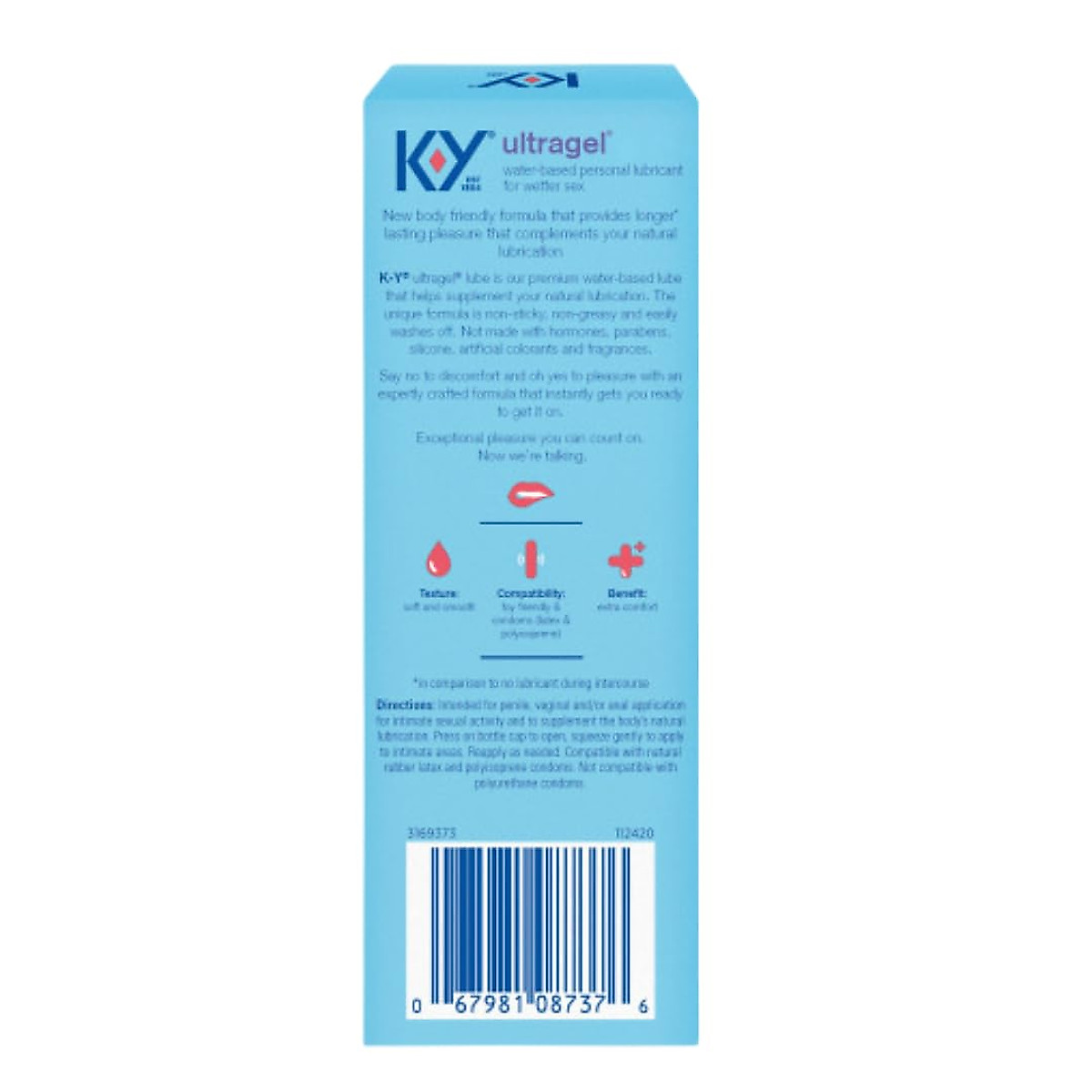 K-Y Ultragel Lube, Personal Lubricant, Water-Based Formula, Safe to Use with Silicone Toys, For Men, Women and Couples, 4.5 FL OZ (Pack of 2)