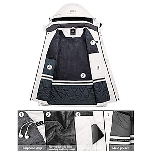 GEMYSE Women's Ski Snow Jacket Warm Winter Waterproof Coat Snowboard Rain Jacket Hooded Windproof Windbreaker（White,XX-Large）