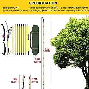 27 Feet Tree Pole Pruner, 2023 Upgraded Gear Manual Branches Trimmer for Garden Tools Loppers Hand Pole Saws Extendable Height with Knives and Storage Pocket