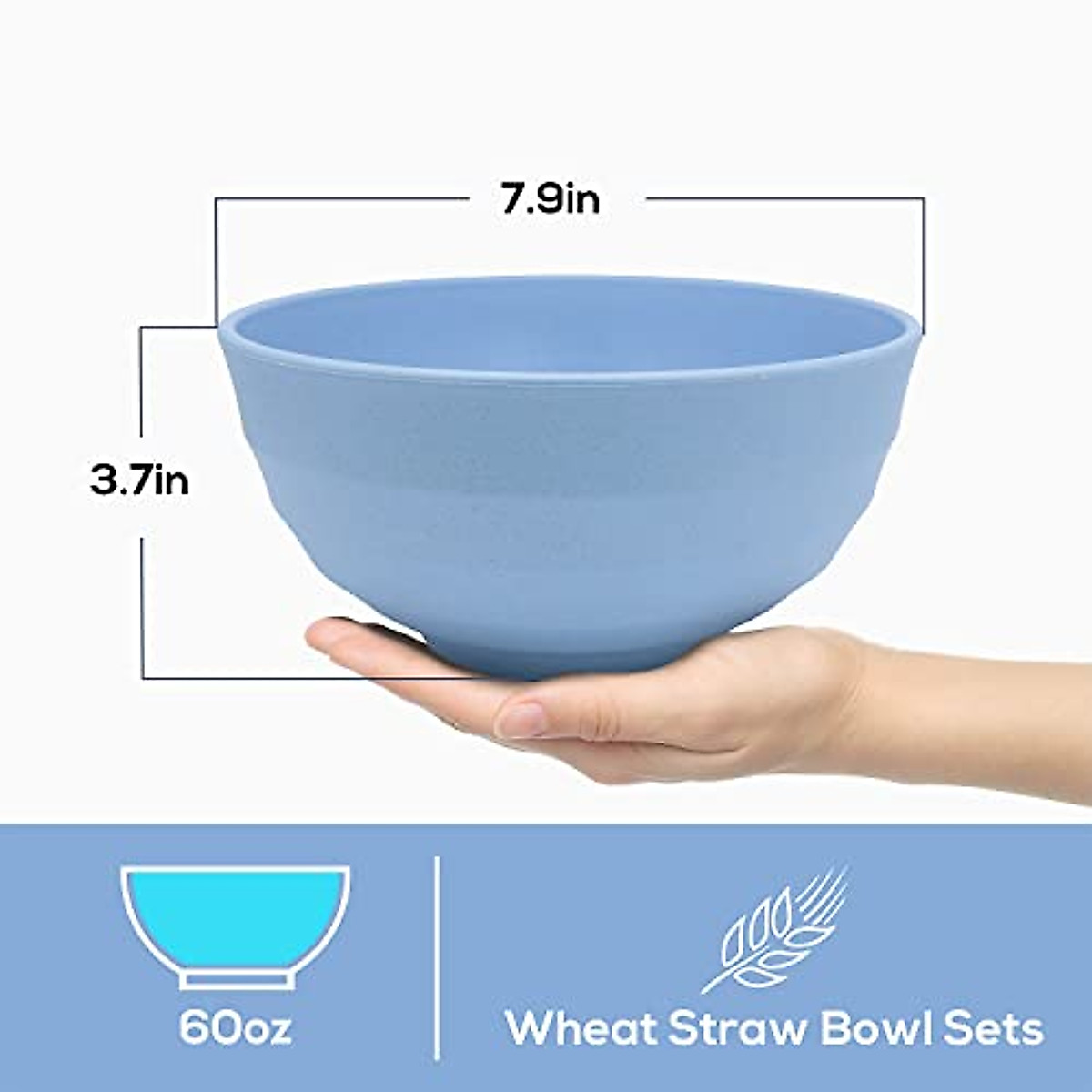 Numkey 60 oz [Set Of 6] Large Cereal Bowls, Wheat Straw Bowls, Salad bowls, Soup bowls, Unbreakable Oversized Bowl Dishwasher & Microwave Safe BPA Free Cereal Bowls for kitchen (Multicolor)