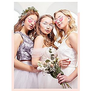 Dunzy 24 Pieces Bride Babe Heart Sunglasses Rimless Heart Shape Sunglasses Bachelorette Sunglasses for Wedding Party