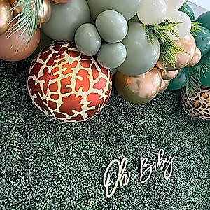 128pcs Safari Jungle Balloon Garland Arch Kit- Sage Green and Brown Balloons with Animal Print for Wild One Tropical Theme Party Supplies Olive for Boy First Bithday Baby Shower Wedding Graduation Gold White Decorations (Safari Balloons Set)