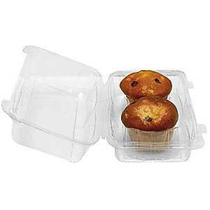 Nicole's 2 Compartment Deluxe Cupcake Container Cupcake Box | Two Cupcake Muffin Carrier with Deep Dome Hinged Lid | Set of 15