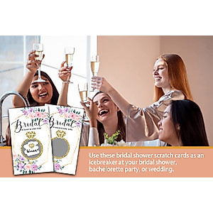 Bridal Shower Scratch Off Game Cards, Boho Floral Bridal Lottery Tickets, Gold Foil Wedding Shower Games Ideas, Bachelorette Party Activities & Decorations (50 Pack)-03