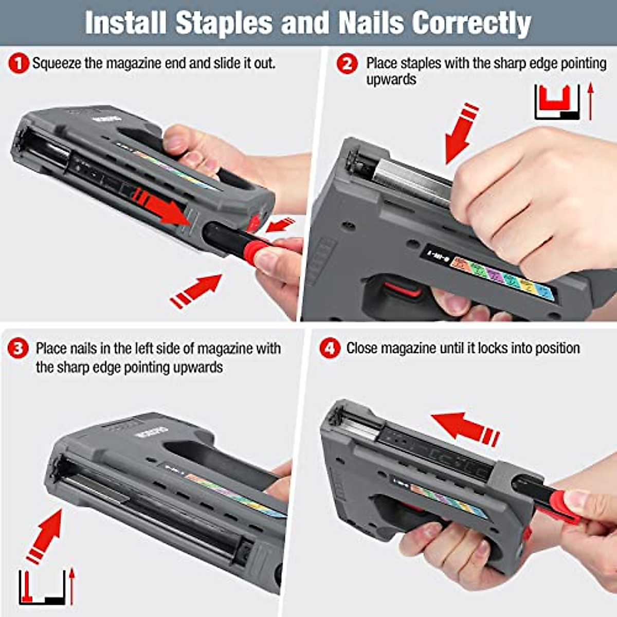 WORKPRO 6 in 1 Cordless Staple Gun, 3.6V Rechargeable Electric Stapler, Charger Included, Staples Excluded