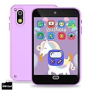 JYNZYUPO Kids Smart Phone Learning Toy Phone Gifts for Girls 3 4 5 6 Year Old Phone Touchscreen Learning Toy Christmas Birthday Gifts for 3 4 5 6 7 8 9 Year Old Girls with 8G SD Card