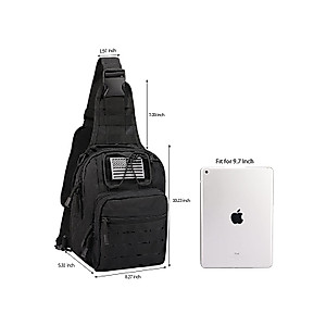 BOMTURN Tactical Backpack Shoulder Bag - 1000D Waterproof Military Backpack // Laser Cut Molle System // CCW Bags Outdoor Sling Bag for Every Day Carry Black