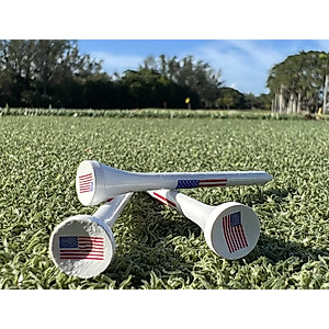 American Flag Wood Golf Tees - 2 3/4 inch 100 tees per Pack - USA Golf Tees - Red, White, and Blue - American Flag in Tee Cup - Value Pack - Custom Design - Golf Essentials -