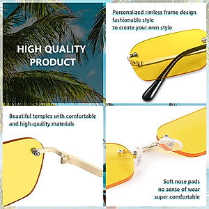 FEISEDY Rimless Sunglasses Y2K Sunglasses Retro Small Narrow Clear Eyewear Vintage Rectangle Sunglasses for Women Men B2643