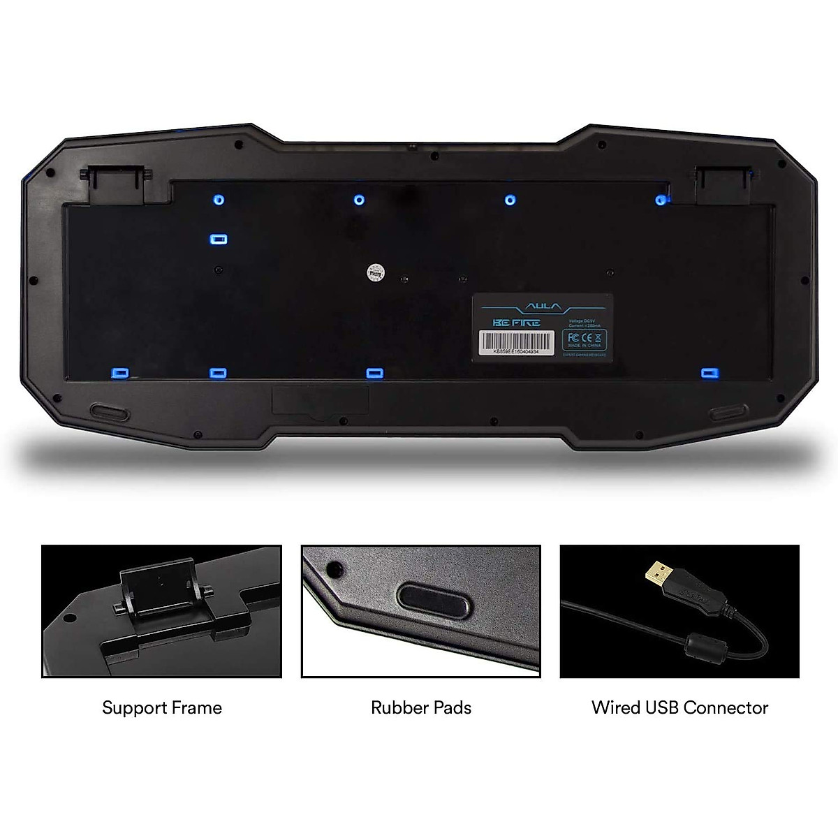 Beastron SI-859 Wired RGB Backlit Gaming Keyboard, LED 104 Keys USB Ergonomic Wrist Rest Spill-Resistant Design, Ultra-Slim Quiet Mechanical Feeling Keyboard for Windows PC Gamers, Black