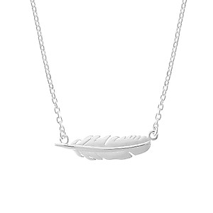 Boma Jewelry Sterling Silver Feather Necklace, 16 inches