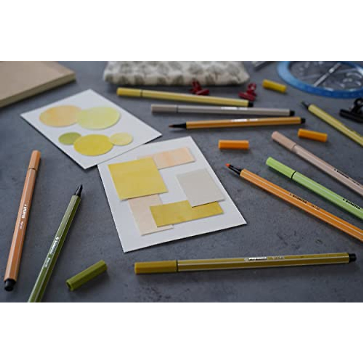 STABILO Premium Felt Tip Pen Pen 68 ARTY - Wallet of 65-65 Colors