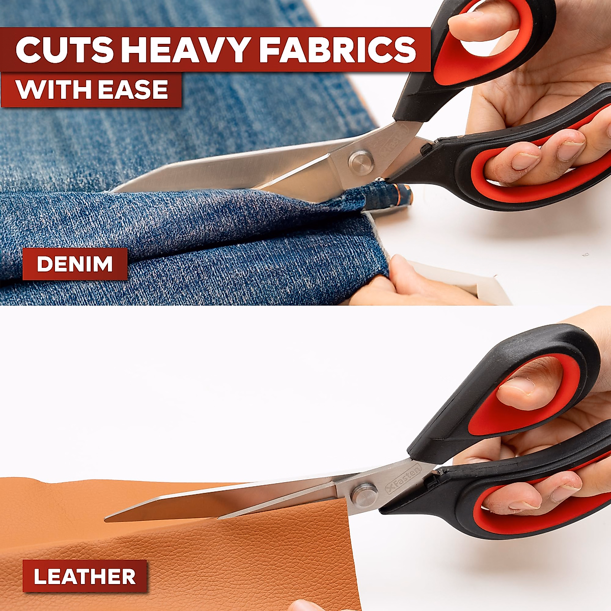 XFasten Heavy-Duty Professional Tailor Scissors, 9.5-Inch Heavy Duty Ultra-sharp Dressmaker’s Scissors Shears for Fabric Cutting | Sewing scissors for Fabric