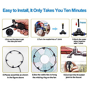 Misters for Outside Patio, 35FT Misting Cooling System, Outdoor Water Mister System for Porch, Umbrella, Deck, Canopy, Fan. Mist Hose Accessories for Backyard, Garden, Greenhouse,Trampoline Sprinkler