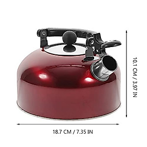 Alipis Stainless Steel Tea Kettle, Stove Top Teapot Water Kettle 3L Whistling Tea Kettle Coffee Kettle Water Boiling Milk Warmer For Home Kitchen Outdoor Red