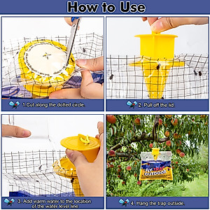 Glovv 6 Pack Disposable Fly Traps Outdoor Hanging, Fly Trap Bags with Natural Attractant Bait, Flying Insect Trap and Bug Catcher Control Flies in Barn Farm or Ranch, Patio