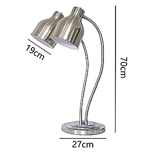 360° Rotating Double Bulb Food Heater Light, Commercial Food Buffet Warmer Lamp,Portable Food Light Commercial Fries Fried Food Heating Light (220-250V)