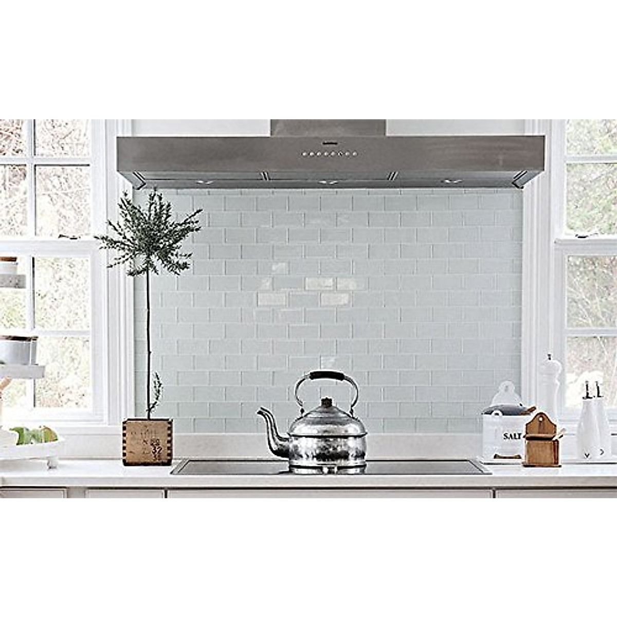 Art3d 40-Piece Peel and Stick Glass Tiles for Kitchen Backsplash, 3" x 6" White Subway Backsplash Tiles