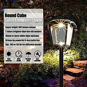 Solar Lamp Post Lights Outdoor Waterproof 68" Super Bright 100 Lumen Solar Pole Lights Outdoor for Garden Lawn Patio Porch Backyard Pathway Driveway USB Rechargeable Warm White & White Lights