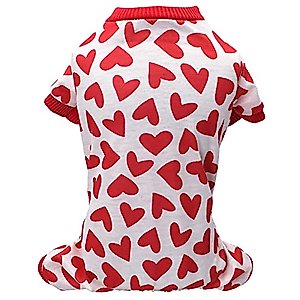 GUOHAN Summer Dog Clothes Pet Warm Four-Legged Pajamas Short Sleeve Pet Clothes Red S