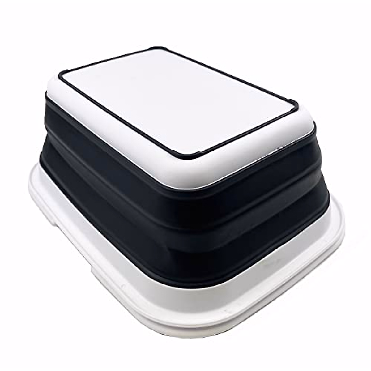 SAMMART 9.2L (2.37Gallon) Collapsible Tub with Handle - Portable Outdoor Picnic Basket / Crater - Foldable Shopping Bag - Space Saving Storage Container (White/Charcoal Black)