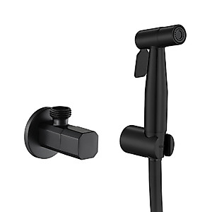 Boyuan Bidet Sprayer for Toilet Wall Mounted Handheld Bidet Sprayer Stainless Steel Cloth Diaper Sprayer Set High Pressure Bidet Toilet Sprayer with Hose Angle Valve, Cold Water,Black