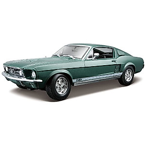 Maisto Year 2014 Special Edition Series 1:18 Scale Die Cast Car Set - Metallic Black Color Classic Coupe 1967 FORD MUSTANG GTA FASTBACK with Display Base (Car Dimension: 10 x 3-1/2 x 3) by Maisto